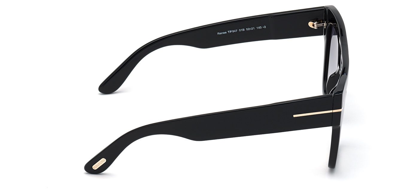 Tom Ford Ft0847 Renee Sunglasses Shiny Black Gradient Smoke